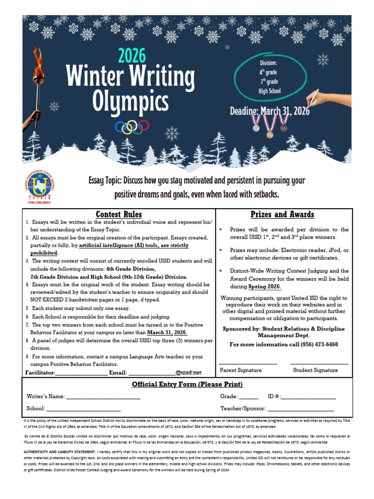 UISD Student Essay Contest Rules | PDF