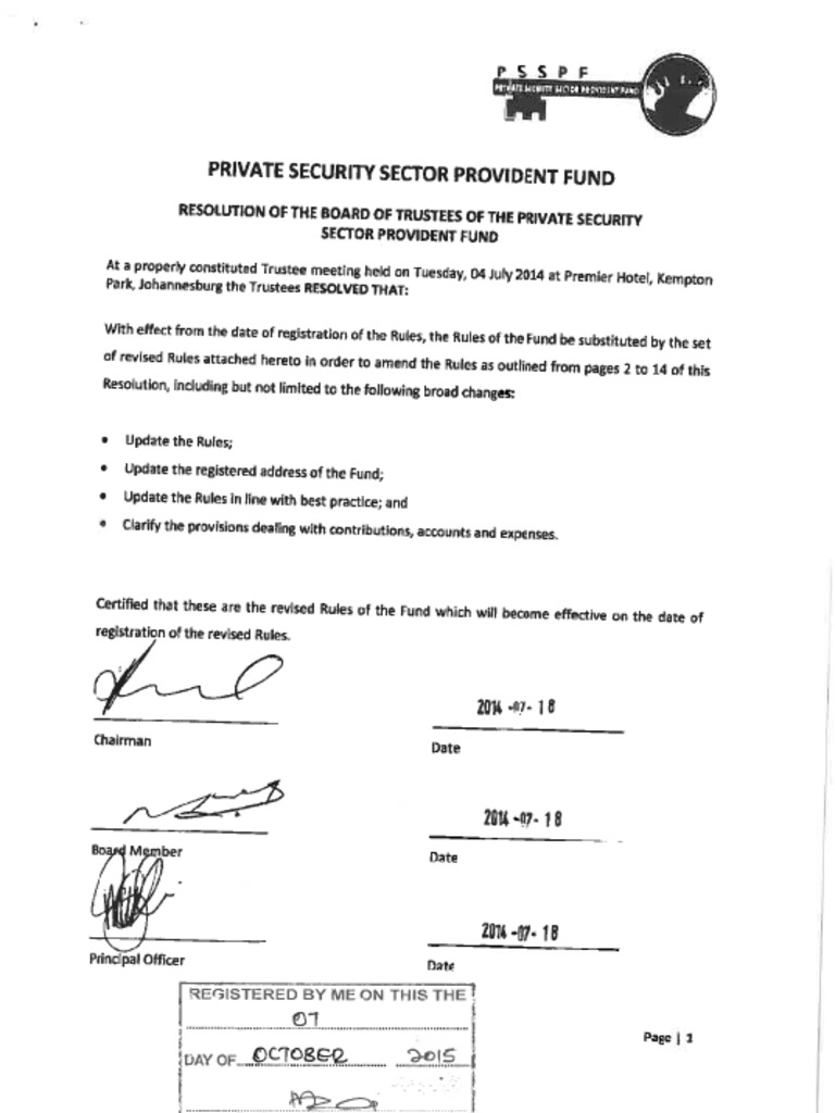 PSSPF Fund Rules | PDF