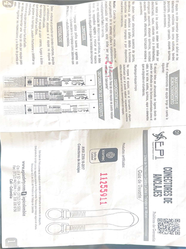 CA001 Conector de Anclaje 11255911 | PDF