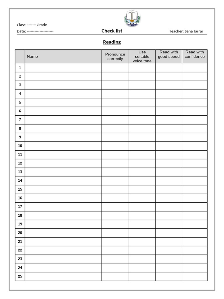 Reading Fluency Checklist for Students | PDF