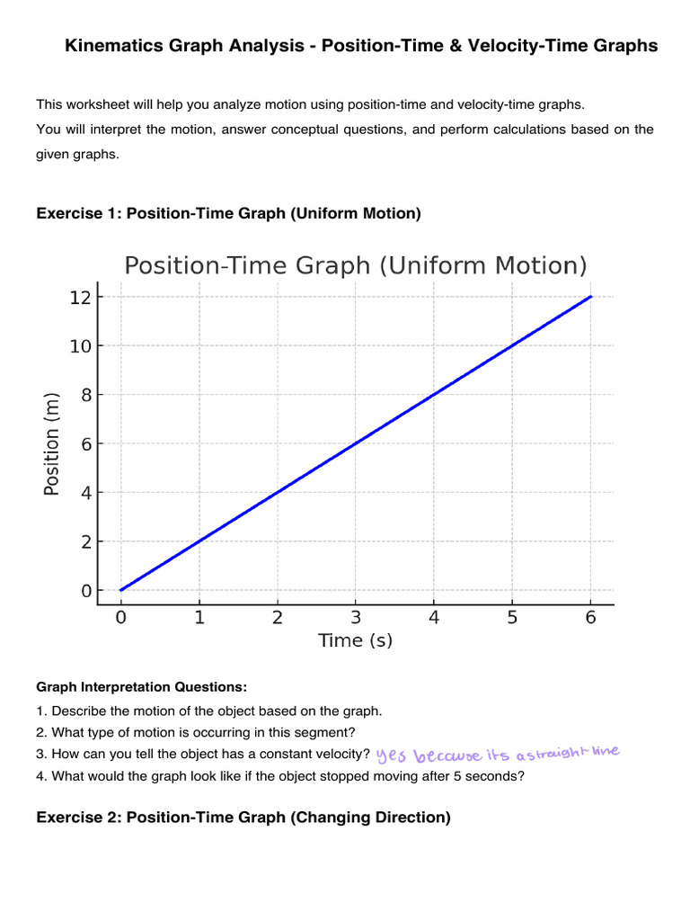 Kinematics Graph Worksheet | PDF