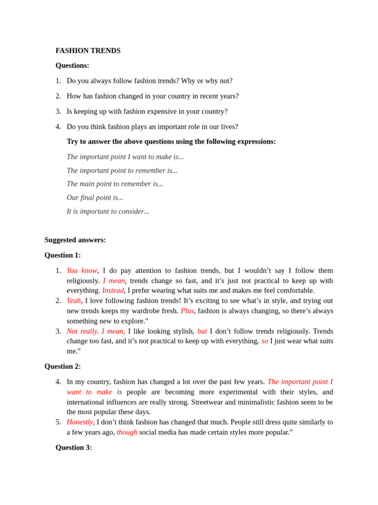 Practice. Fashion Trends | PDF | Fashion | Clothing
