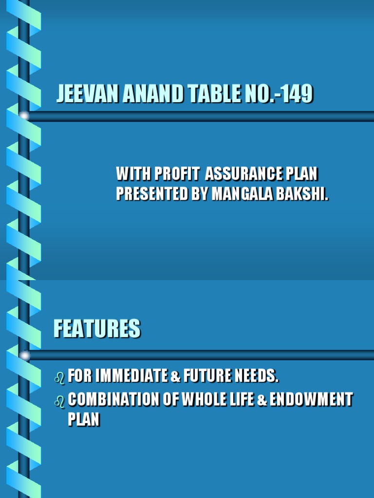 Jeevan Anand Table No.-149: With Profit Assurance Plan Presented by ...