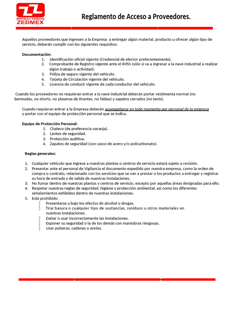 Requisitos para Proveedores de Empresa | PDF