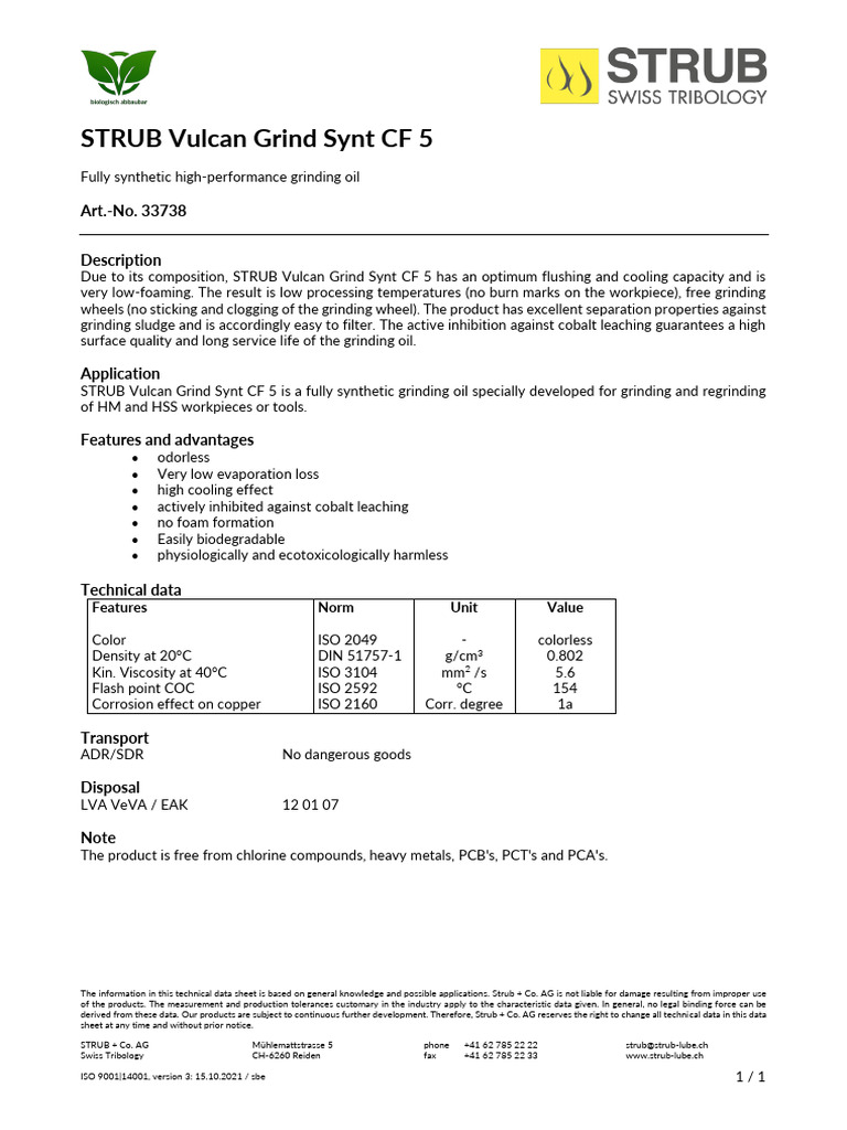 Pds - Strub Vulcan Grind Synt CF 5 | PDF | Secondary Sector Of The ...