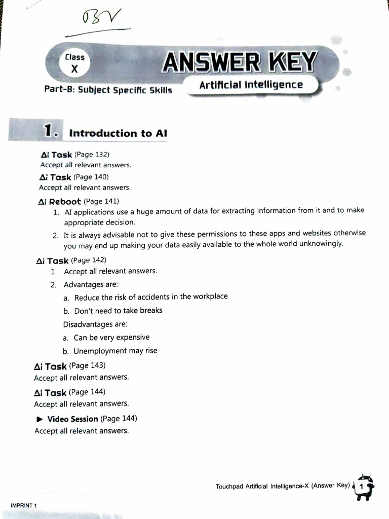 AI Class 10th Answers(Unsolved Questions) 25-26 | PDF | Machine Learning | Artificial Intelligence