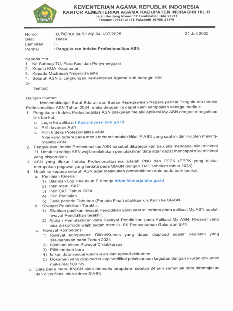 Pengukuran Indeks Profesionalisme ASN | PDF