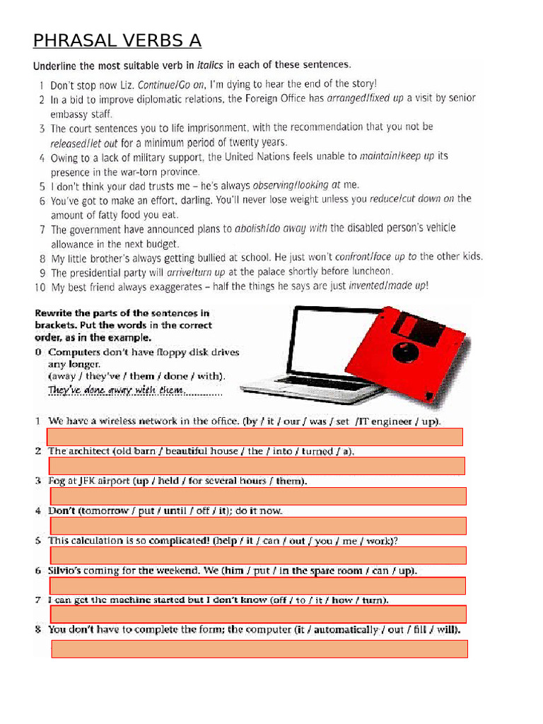 Phrasal Verbs Exercises for Class 8 | PDF