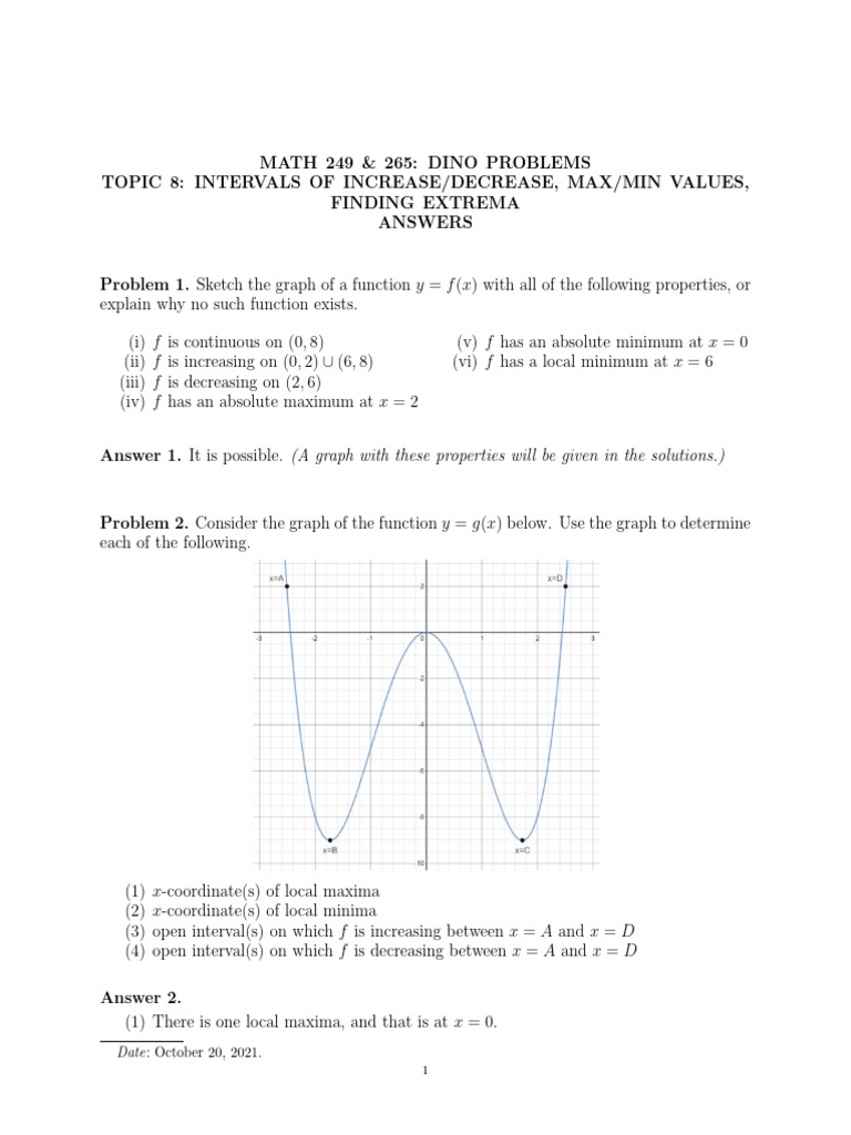 Extrema and Intervals in Functions | PDF | Mathematical Logic ...