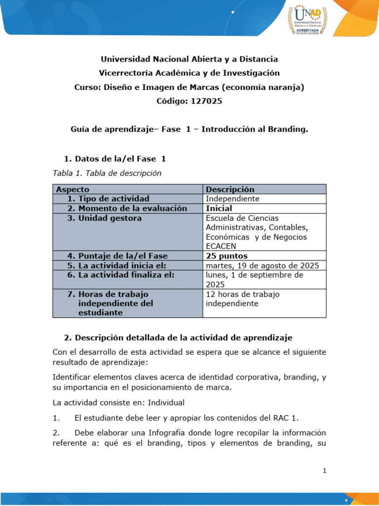 Guia de Actividades - Fase 1 - Introducción Al Branding | PDF | Marca ...