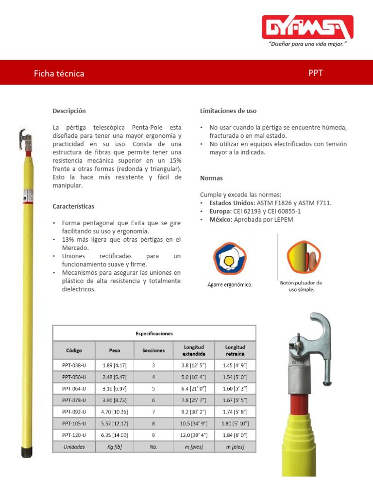 Pértiga Telescópica Penta-Pole ASTM F1826 | PDF