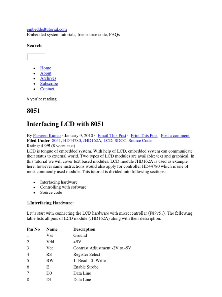 8051 Interfacing LCD With 8051: Search | PDF | Cursor (User Interface ...