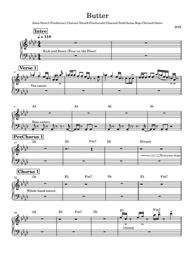 BTS "Butter" Song Structure Analysis | PDF | Song Structure | Music Theory