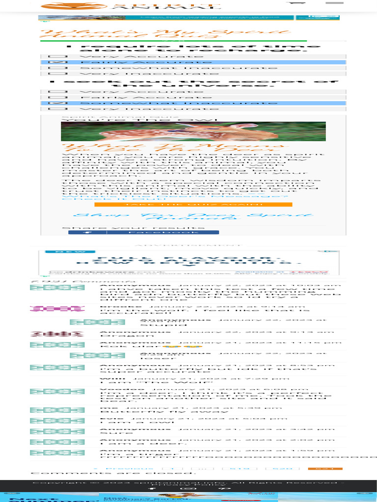 Spirit Animal Quiz Results and Insights | PDF