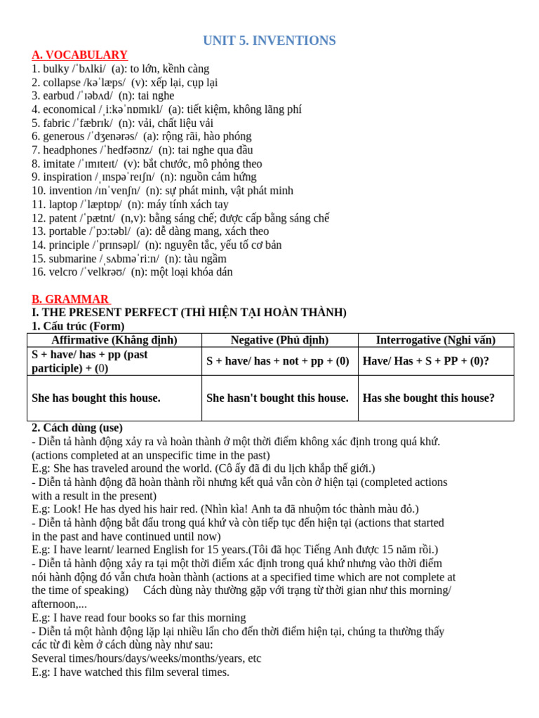 Unit 5. Inventions | PDF