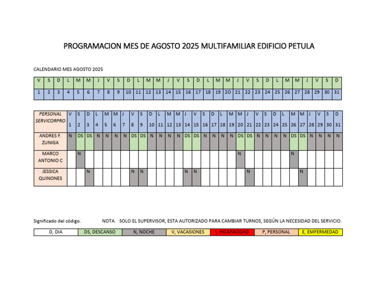 Programacion Petula 2025, Definitivo | PDF