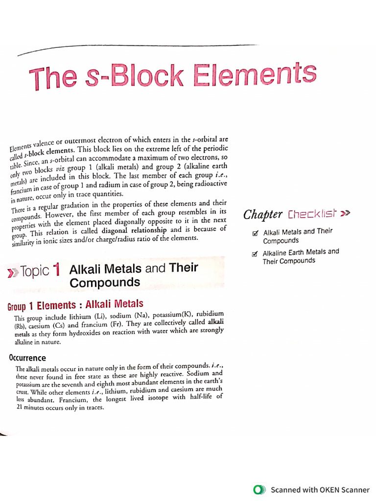 S Block Elements | PDF