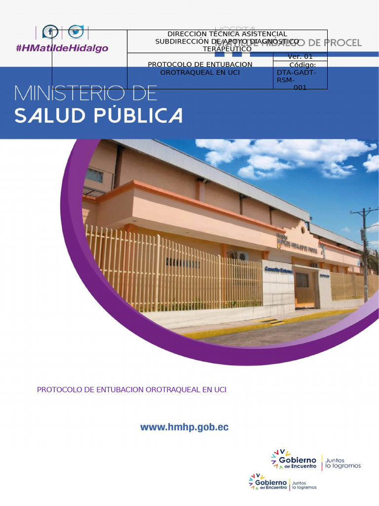 1protocolo de Entubacion Orotraqueal en Uci HMHP | PDF | Medicina ...