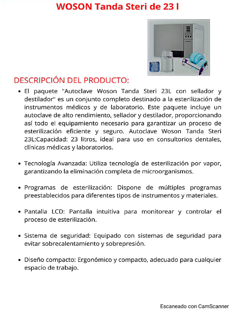 Catalogo Autoclave Woson Tanda Steri 23 | PDF
