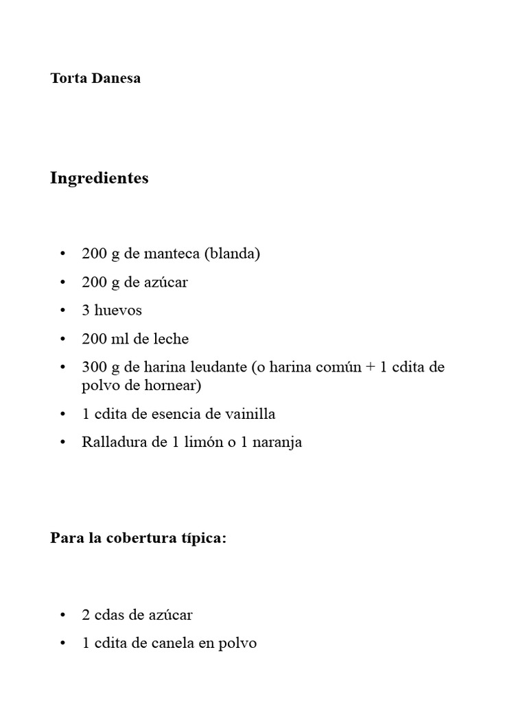 Receta Torta Danesa | PDF