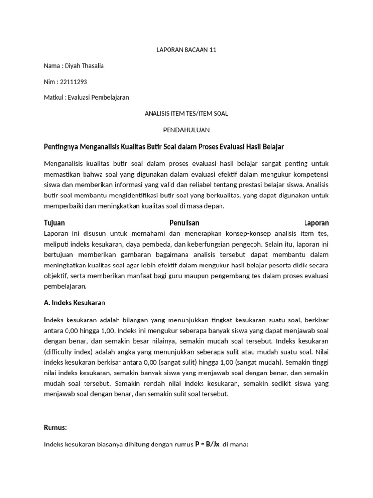 Laporan Bacaan Minggu Ke 12 Diyah Thasalia - 22111293 | PDF