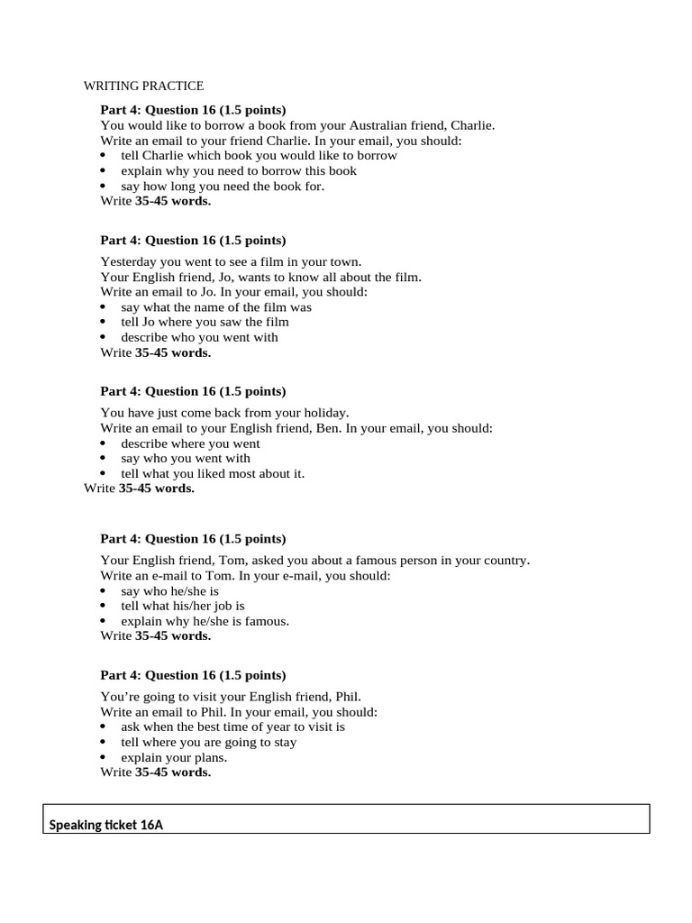 Email Writing Practice Exercises | PDF