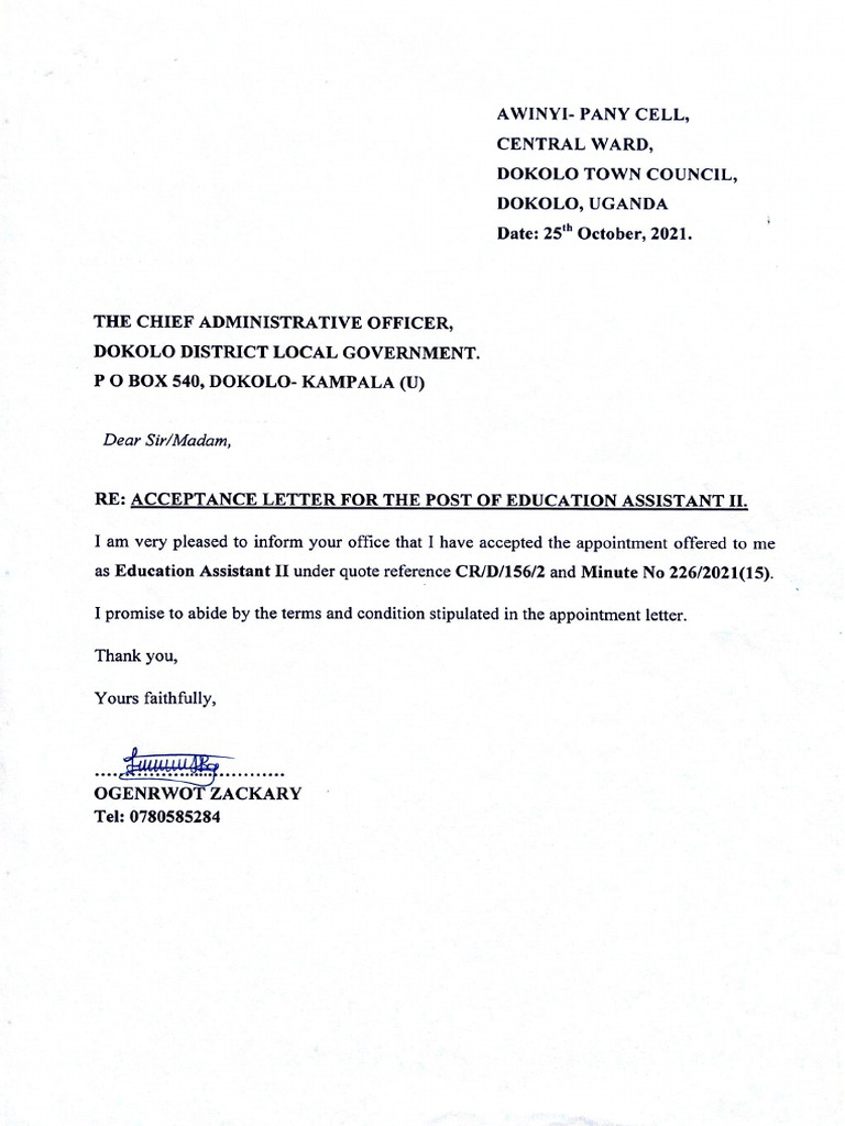 Acceptance Letter | PDF