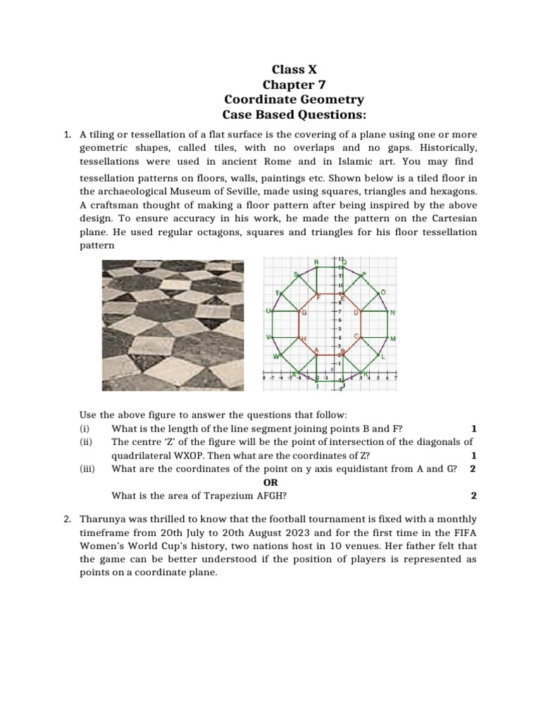 Class 10 Coordinate Geometry Case Studies | PDF | Euclidean Geometry ...