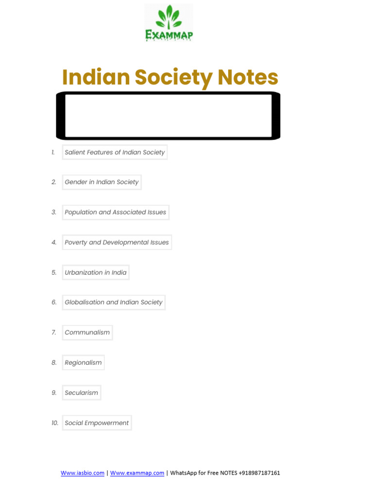 Indian Society Notes Sample | PDF | Cost Of Living | Family