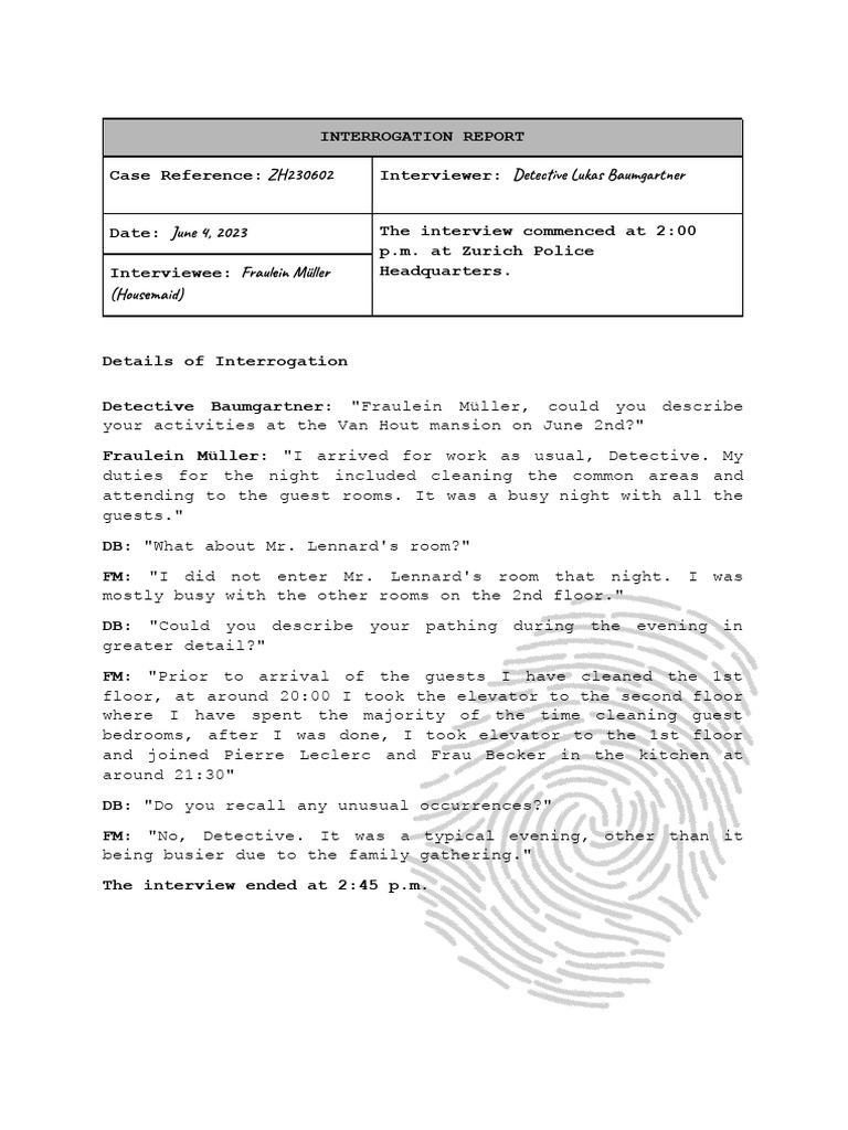 Interrogation Report - Elsa Muller | PDF