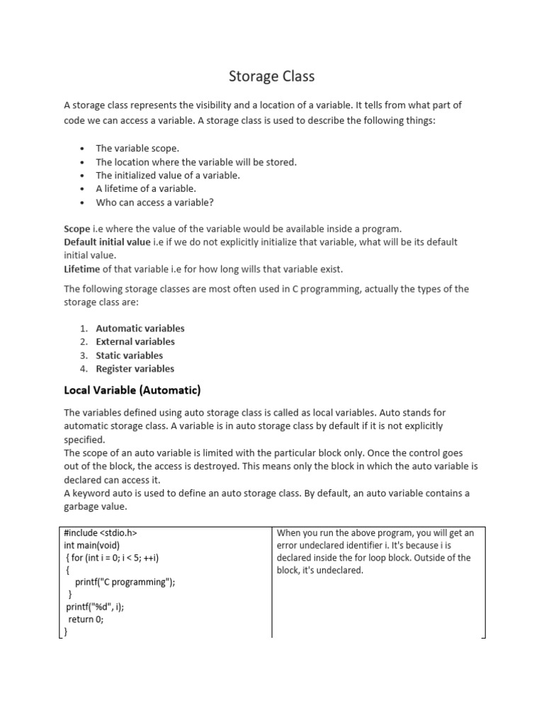 Lecture - 8 Storage Class | PDF | Variable (Computer Science) | Scope (Computer Science)
