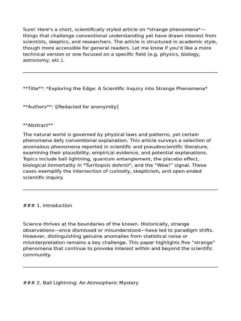 Strange Phenomena: Scientific Insights | PDF | Quantum Entanglement ...