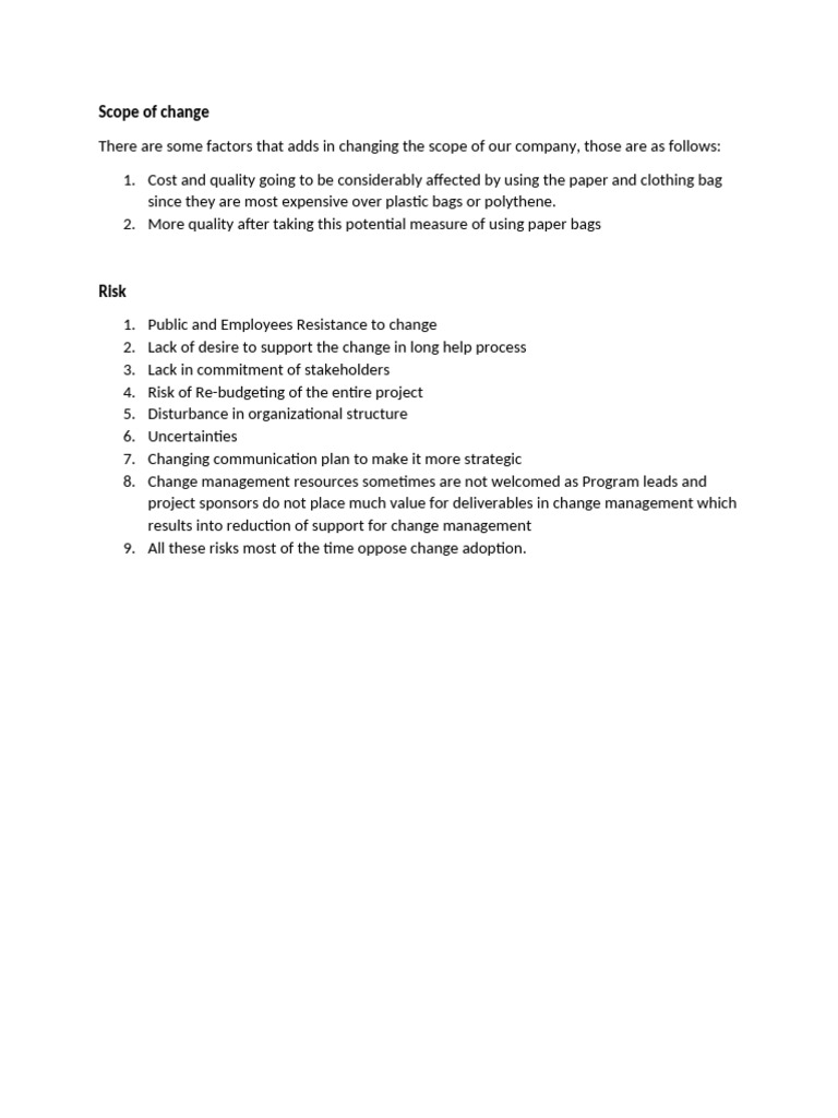 Scope Change and Risk | PDF