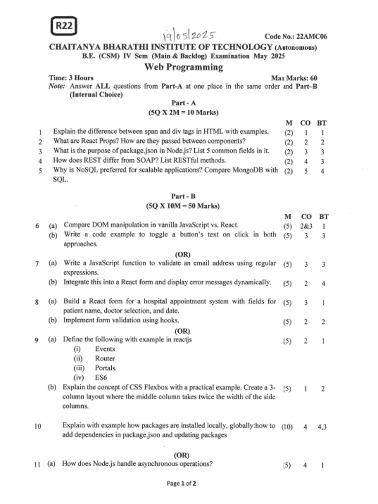 Web Programming 22AMC06 | PDF
