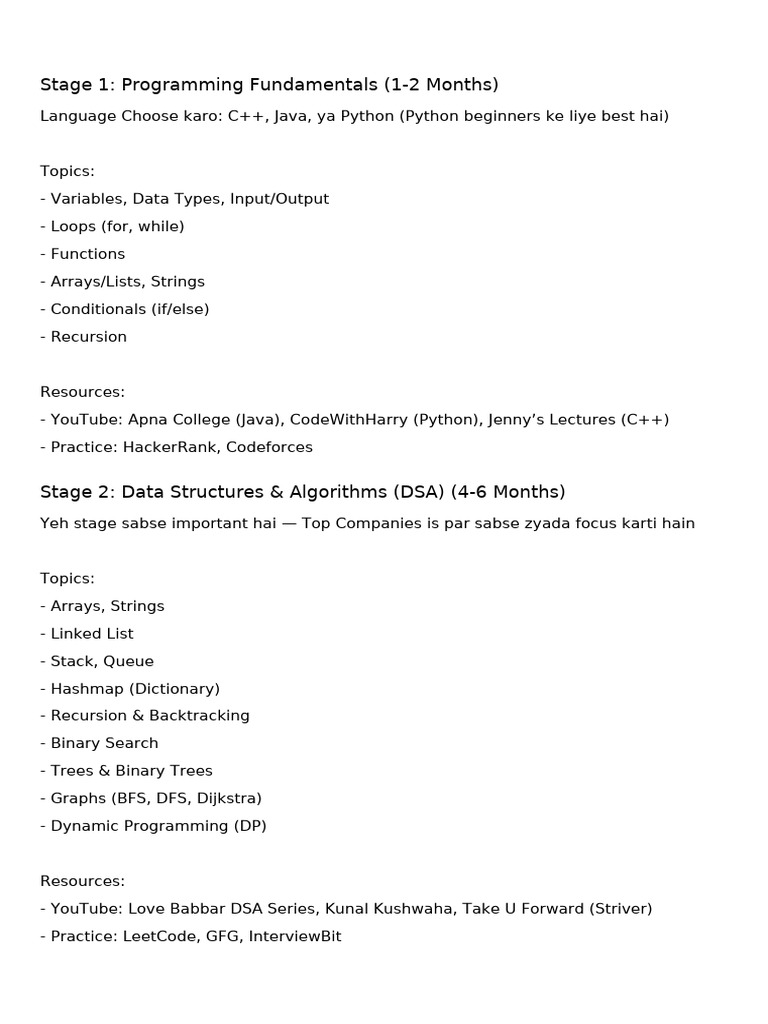 Software Developer Roadmap in Hindi | PDF | Computer Programming ...