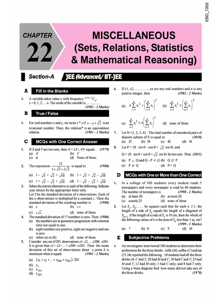 Sets, Relations, Statistics and Mathematical Reasoning | PDF