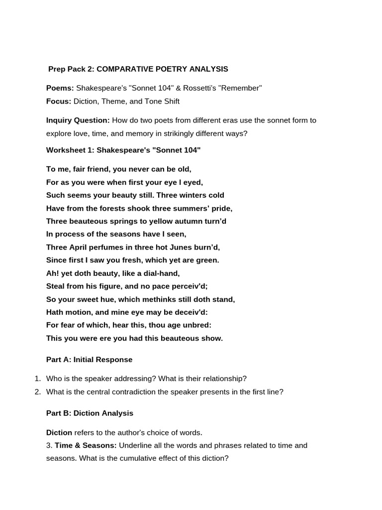 Comparative Analysis of Love in Sonnets | PDF | Poetry