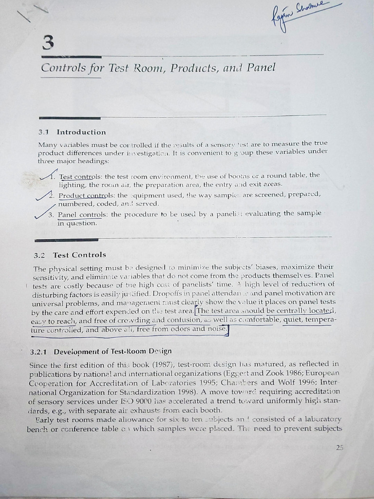 Control of Test Room, Products and Panel | PDF
