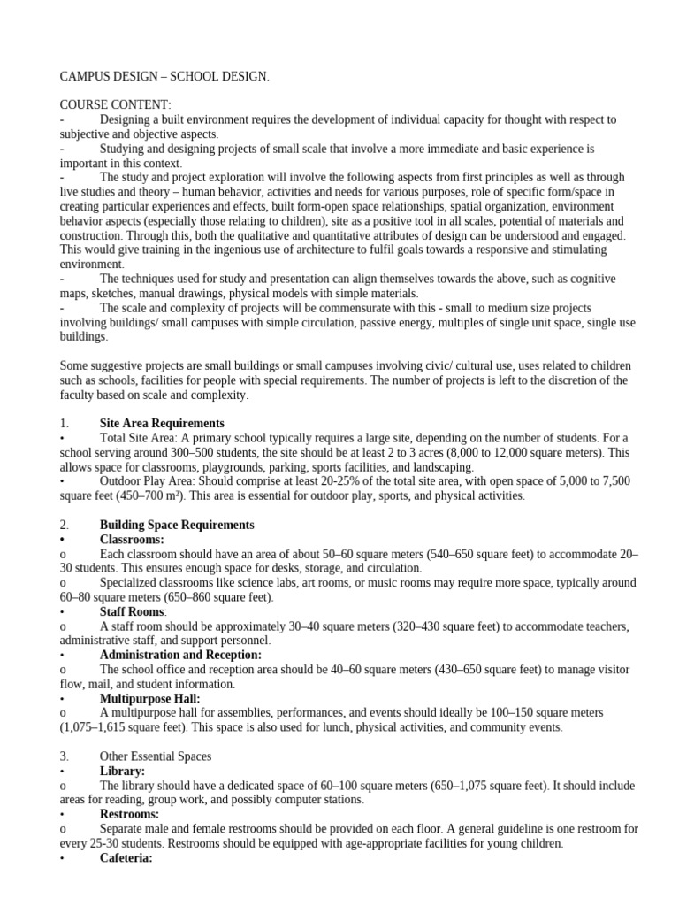 Campus Design | PDF | Classroom | Playground
