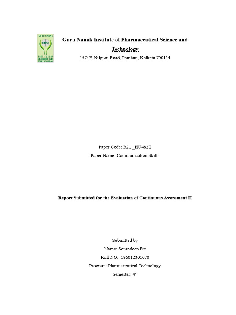 Communication Skills Ca2 Report PDF | PDF | Communication | Nonverbal ...