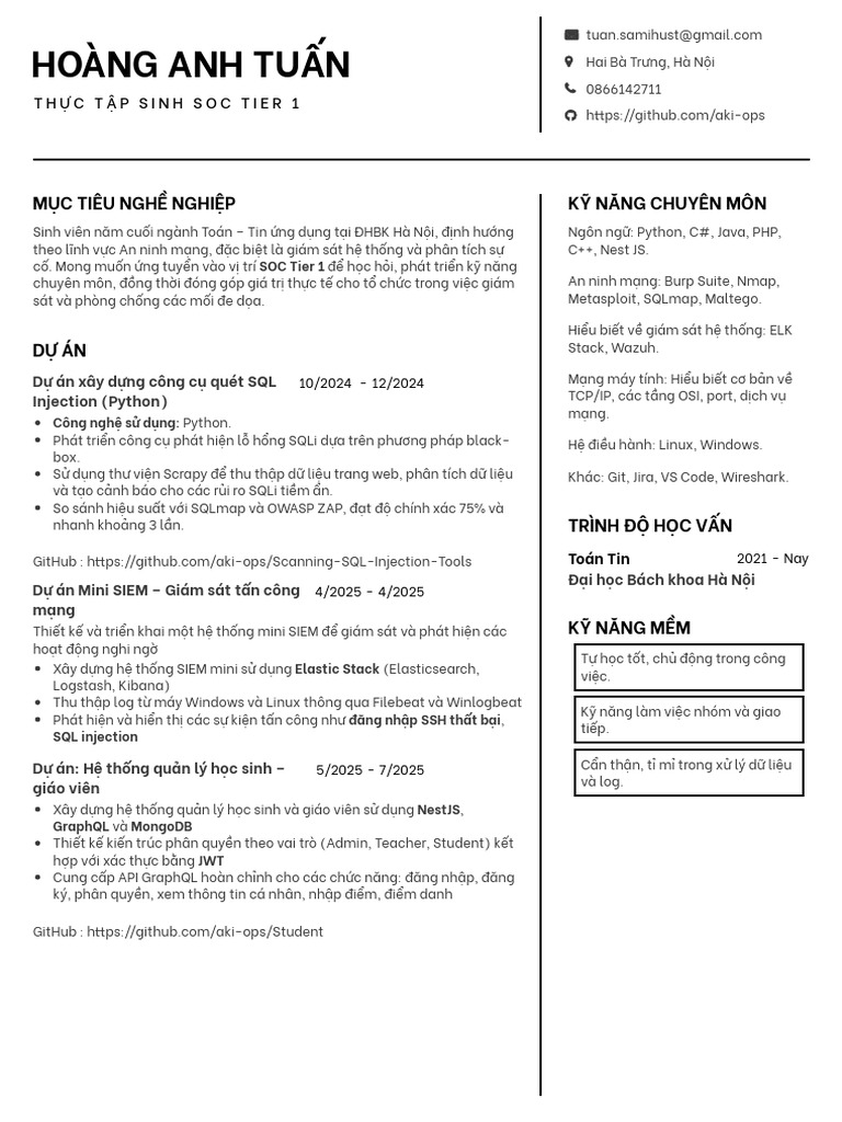 Thực Tập Sinh SOC Tier 1 | PDF