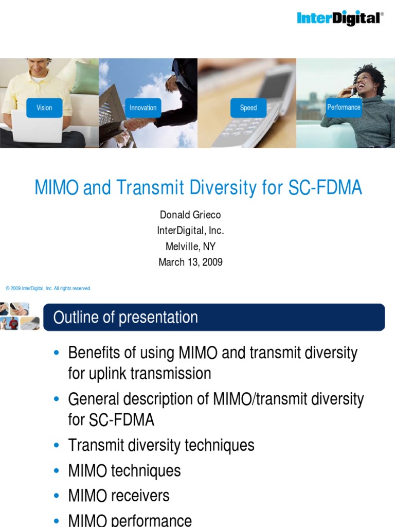 Mimo and Transmit Diversity For Sc-Fdma: Donald Grieco Interdigital, Inc. Melville, Ny March 13 ...