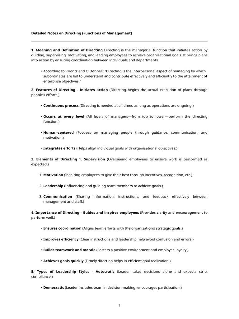 Directing and Controlling in Management | PDF | Leadership | Goal