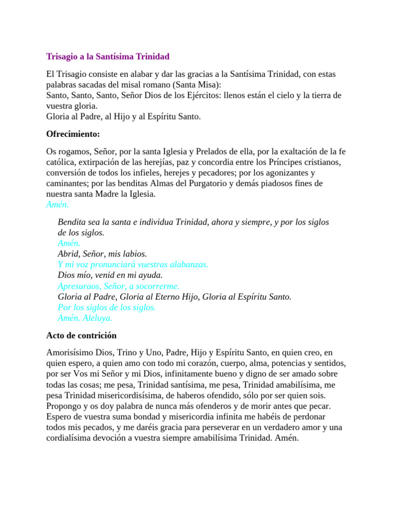 Trisagio a la Santísima Trinidad | PDF | Dios el padre | Trinidad