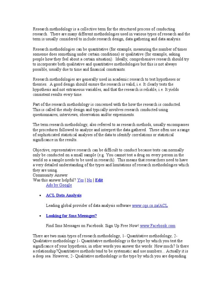 Research Methods /TITLE | PDF | Quantitative Research | Research Design