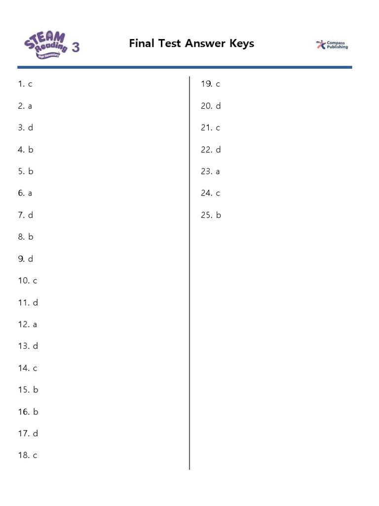 Final Test Answer Key | PDF