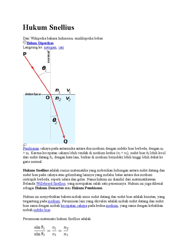 Hukum Snellius dan Pembiasan Cahaya | PDF | Filsafat | Sains & Matematika