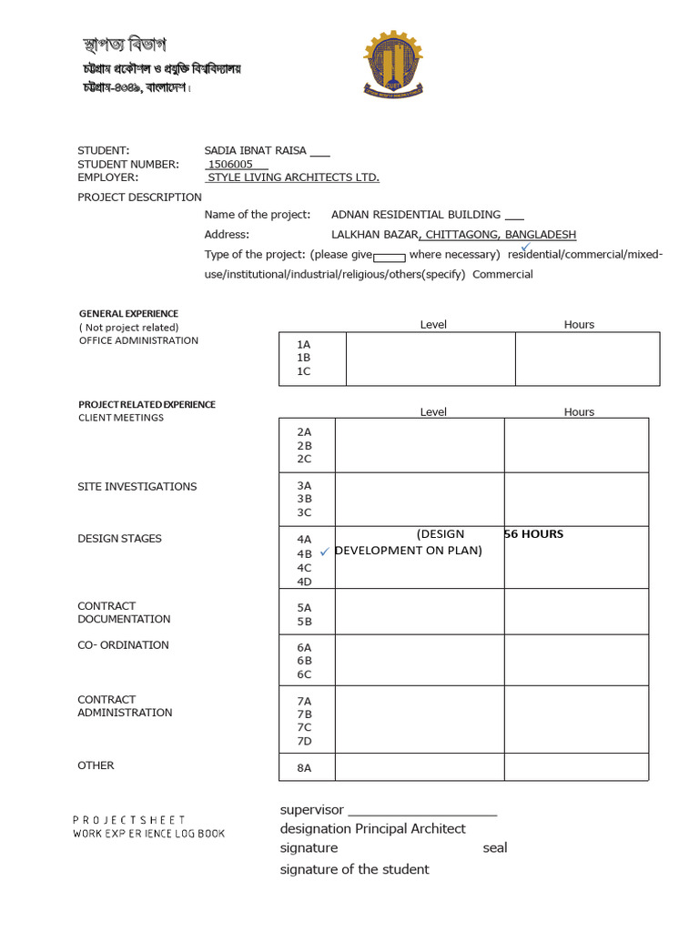 Work Experience Logbook for Architecture | PDF | Design