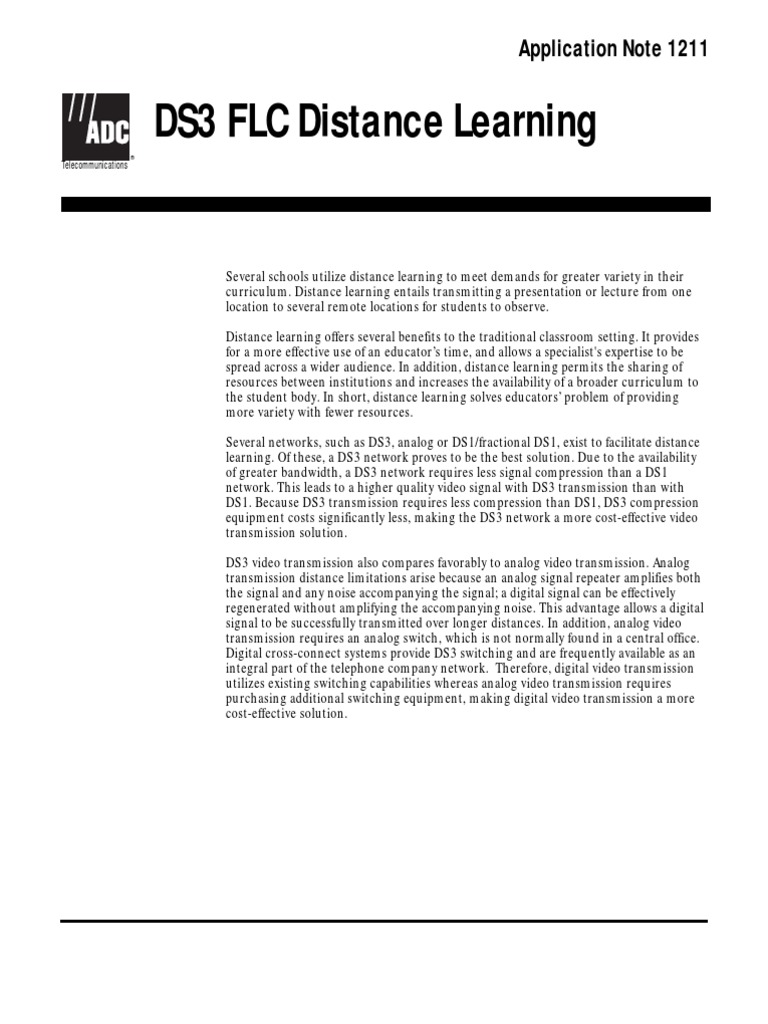DS3 FLC Distance Learning: Application Note 1211 | PDF | Optical Fiber ...