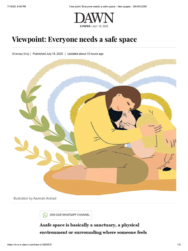 Viewpoint - Everyone Needs A Safe Space - Newspaper | PDF